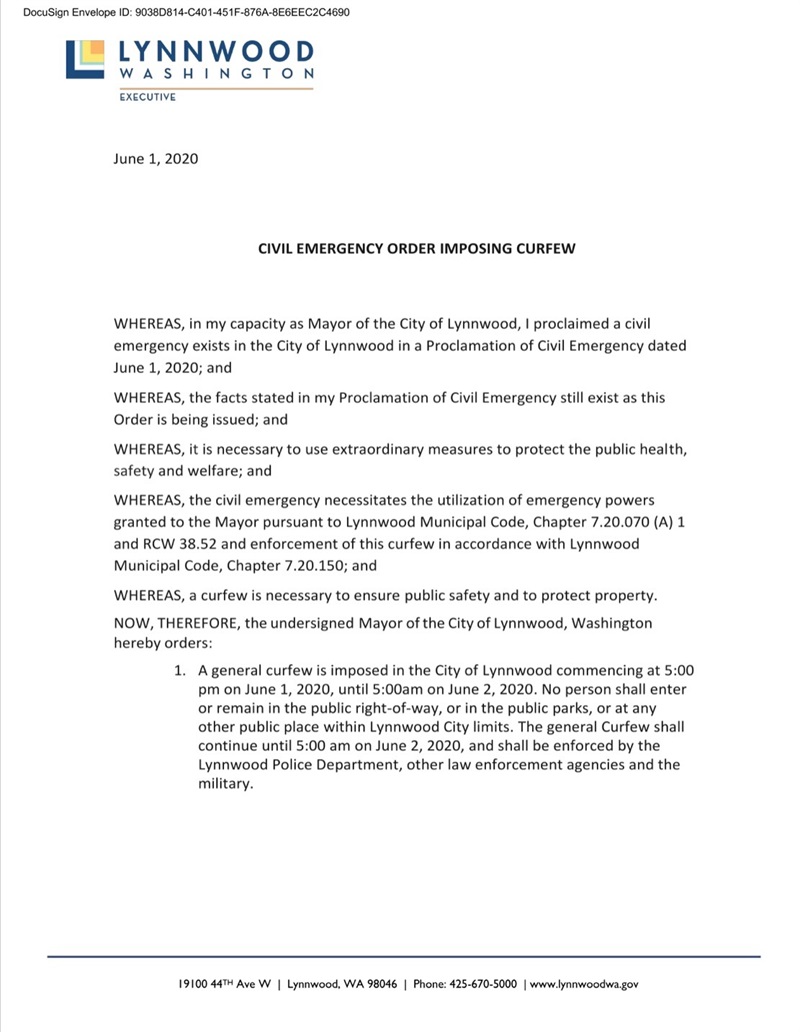 CIVIL EMERGENCY ORDER INITIATED- CURFEW SET FOR CITY AT 5:00PM – City ...